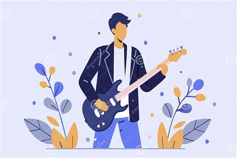 An Animated Man Performing With An Electric Guitar Stock Illustration