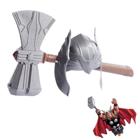 Kit Martelo Machado Máscara Thor Herói Brinquedo Medieval Fantasia