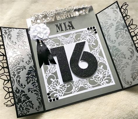 Monochrome Luxury 3D 16th Birthday Card Personalised And Intricately