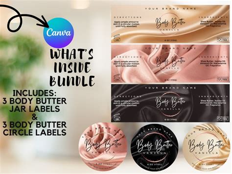 Body Butter Label Template Printable Product Jar Wrap Label For