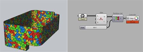 randomly select objects and create 4 color groups grasshopper