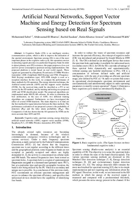 Pdf Artificial Neural Networks Support Vector Machine And Energy Detection For Spectrum