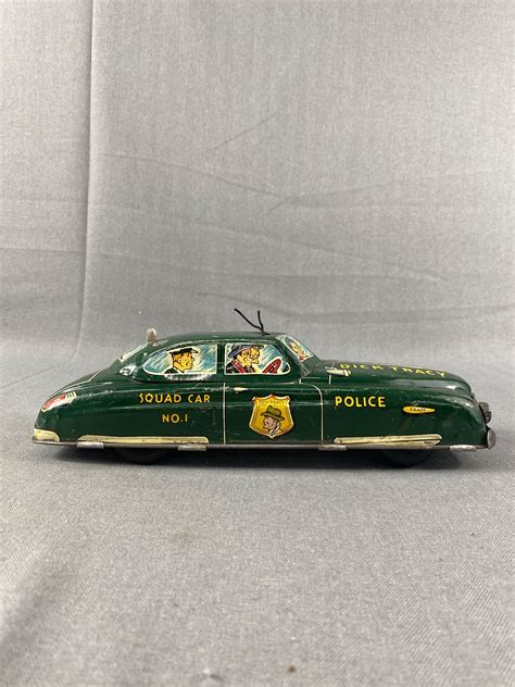 Vintage Marx Tin Toy Dick Tracy Squad Car No1 Missing Plastic Siren On Top