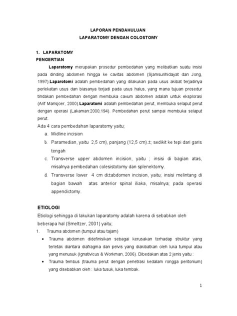 Laparotomy Report With Colostomy Pdf