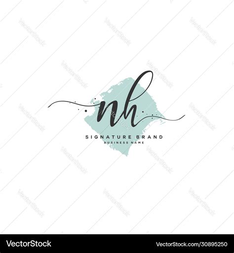 N H Nh Initial Letter Handwriting And Signature Vector Image