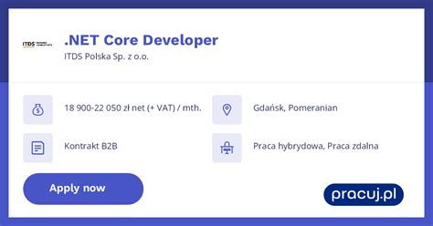 Oferta Pracy Core Developer Itds Polska Sp Z O O Gdańsk
