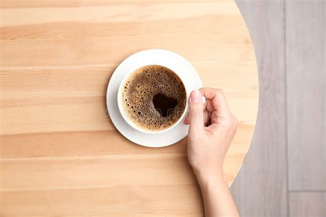 Young Woman With Cup Of Delicious Hot Coffee Stock Image Image Of