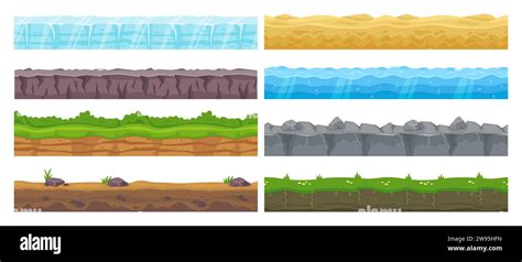 Seamless Landscape Borders Endless Different Types Surfaces Parallax