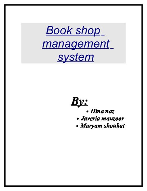 Book Shop Management System Pdfcoffeecom