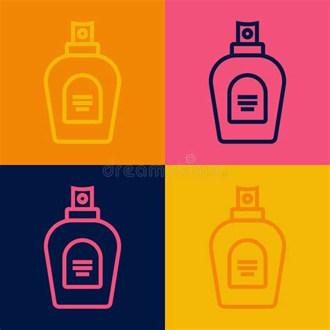 Pop Art Line Perfume Icon Isolated On Color Background Vector Stock