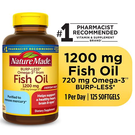 Nature Made Burp Less Omega 3 Fish Oil 1200 Mg Softgels Fish Oil