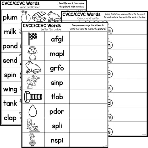 Cvcc And Ccvc Words Worksheet Package Top Teacher