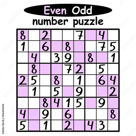 Even Odd Sudoku Printable Activity Page Vector Illustration Sudoku Puzzle With Even And Odd