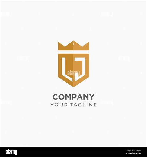 Monogram Lj Logo With Geometric Shield And Crown Luxury Elegant