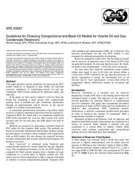Pdf Guidelines For Choosing Compositional And Black Oil Models For Volatile Oil And Gas