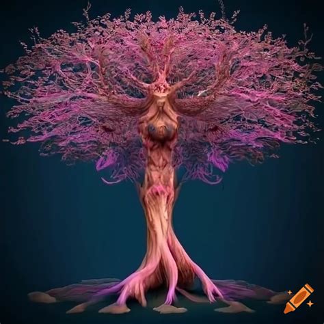Enchanting D Artwork Of A Female Tree With Symmetrical Branches On Craiyon