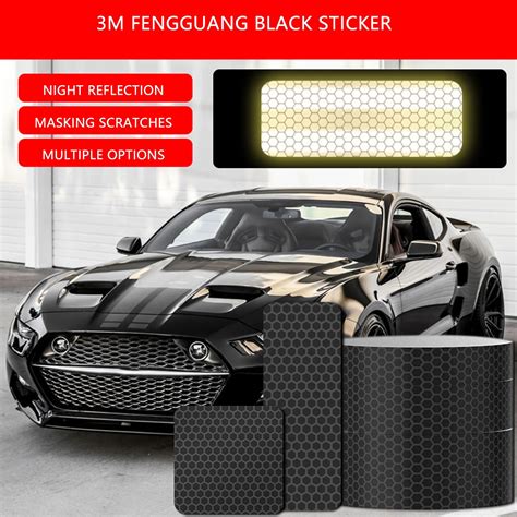 블랙 반사 스트립 스티커 접착 안전 마크 경고 테이프 자전거 자동차 오토바이 자동차 스타일링 스크래치 방지 스티커