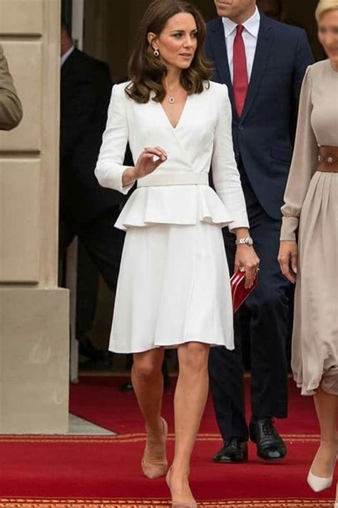 Kate Middleton Inspired White V Neck Cocktail Dress Thecelebritydresses
