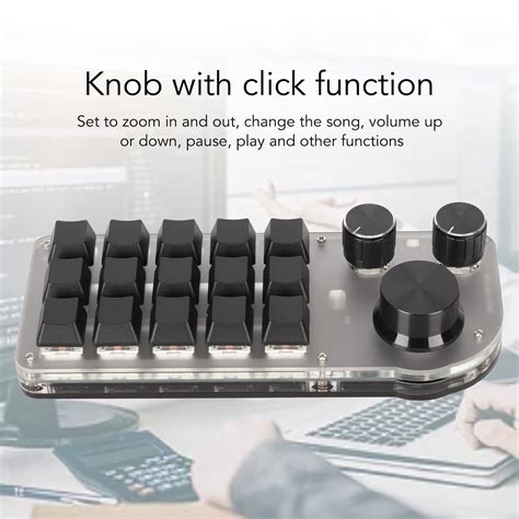 Programmable Keyboard 3 Knobs 15 Keys Portable Rgb Diy