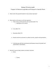 Ch 36 Transport In Plants Biology 276 Lecture Guide Chapter 36