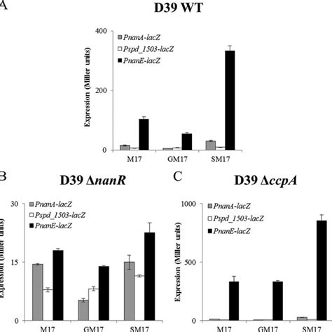 Expression Levels In Miller Units Of Pnana Lacz Pspd1503 Lacz And