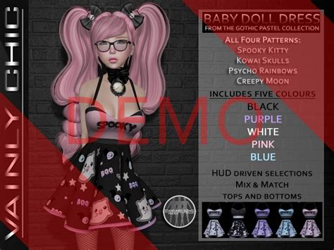 Second Life Marketplace Vainly Chic Gothic Pastel Dress Demo