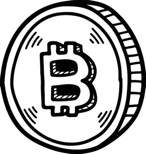 디지털 통화 기호 라인 아트 스타일로 손으로 그린 일러스트레이션 프리미엄 벡터