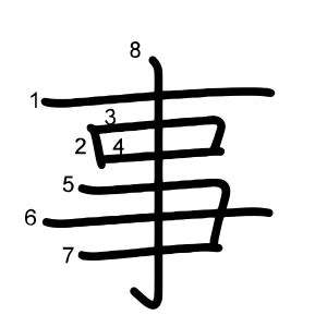 「事」の画数・部首・書き順 漢字辞典『さくら』