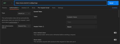 Postman Configuration For Authorizing Site24x7 Requests
