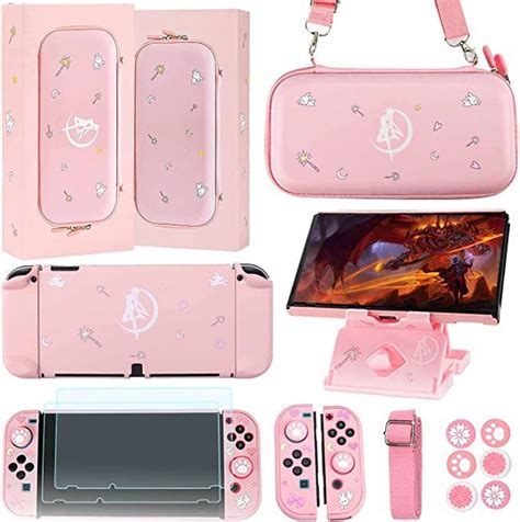 Gutial Accessories Bundle For Nintendo Switch Oled Pink Girly
