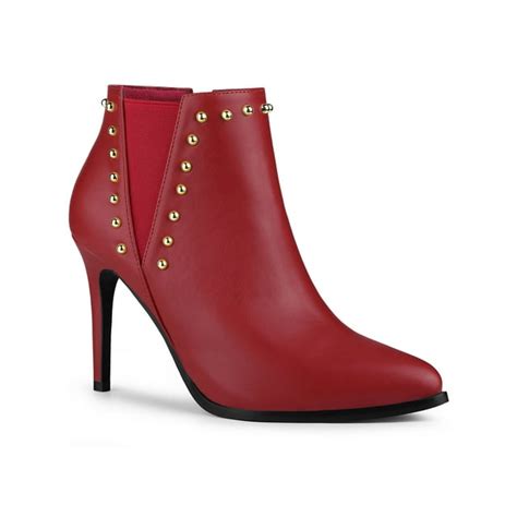 Allegra K Womens Pointed Toe Zipper Stiletto High Heel Ankle Boots