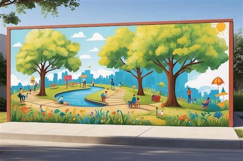 Premium Photo Community Park Mural Mockup Present Community Artwork