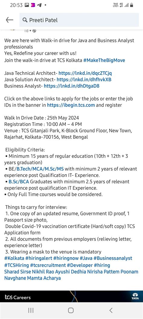 Shraban Dutta On Linkedin 25th May Kolkata Walk In For Java Technology Role And Business Analyst