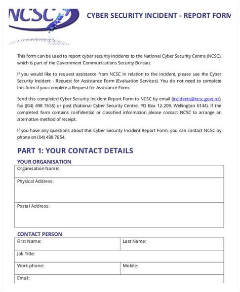 Cyber Security Incident Report Template Doc