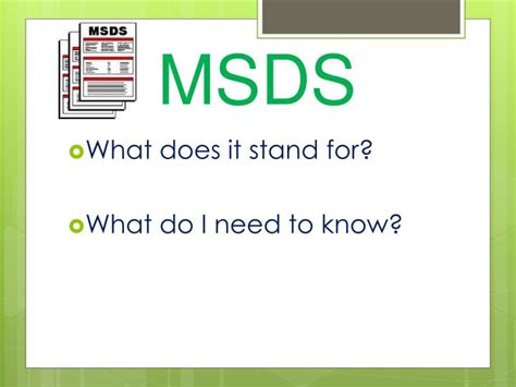 PPT MSDS PowerPoint Presentation Free Download ID 5538989