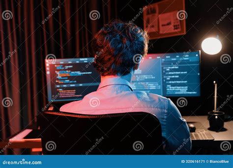 It Developer Creating Online Software Information Coding On Pc Screen