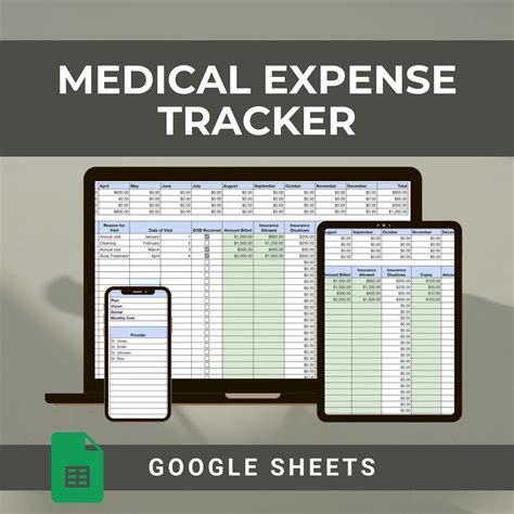 Medical Expense Tracker Spreadsheet Healthcare Monthly Budget Annual
