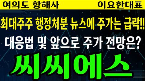 씨씨에스 최대주주 행정처분 뉴스에 주가는 급락 Youtube