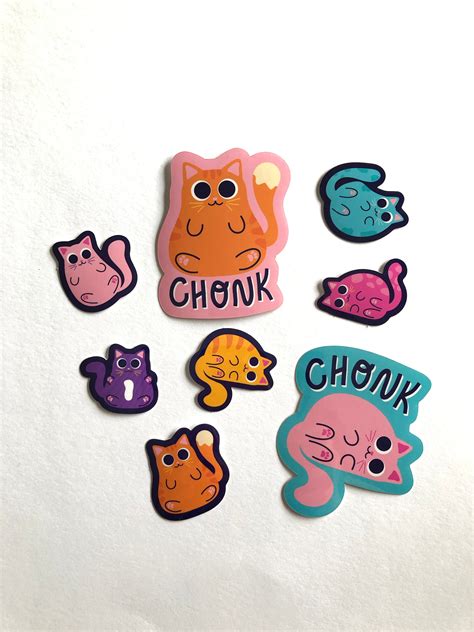 Chonk Cat Sticker Pack Bundle Fat Chonk Cat Chunky Kitty Etsy