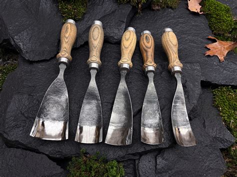 Forged Bent Gouge Set 5pcs Wood Carving Gouge Rounded Chisel Bent