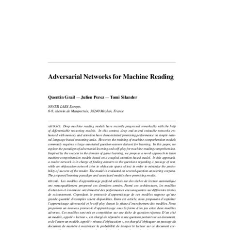 Adversarial Networks For Machine Reading Acl Anthology