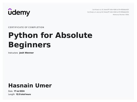 Certified In Python For Absolute Beginners Hasnain Umer