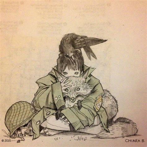 Fox Raven And Girl By Chiara Bautista Illustration Sketches Drawing