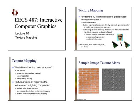 Texture Mapping Pipeline Bilinear Interpolation Lecture Slides