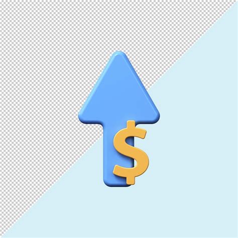 Icono de aumento de precio dólar 3d con flecha hacia arriba Archivo