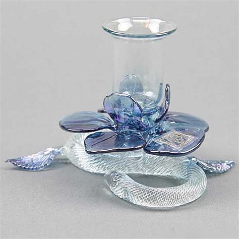 Murano Glass Candle Holders Blue Flower Murano Glass Candle Holder