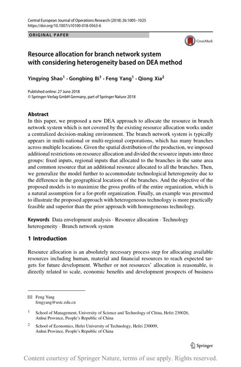 Resource Allocation For Branch Network System With Considering Heterogeneity Based On Dea Method