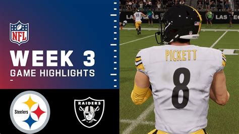 Steelers Vs Raiders Week 3 Simulation Highlights Madden 24 Rosters