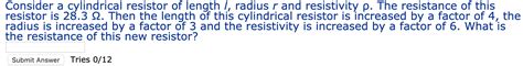 Solved Consider A Cylindrical Resistor Of Length L Radius R Chegg