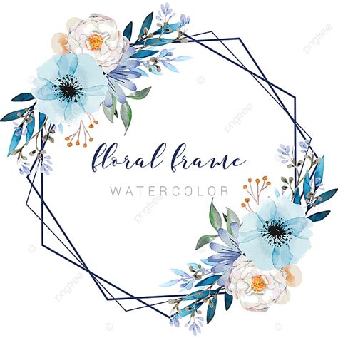 Hexagon Floral Frame Vector Png Images Colorful Floral Branches And